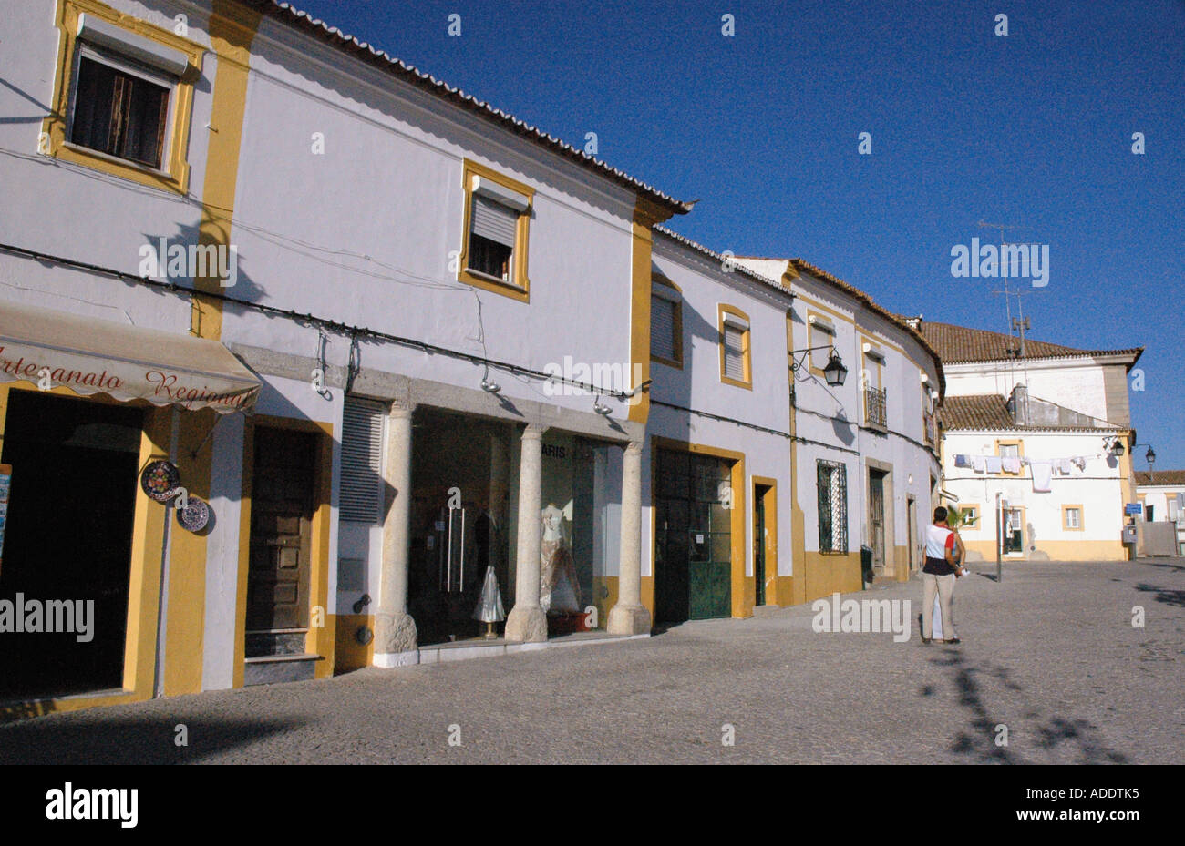 View of Evora city centre beautiful medieval era walled Unesco World ...