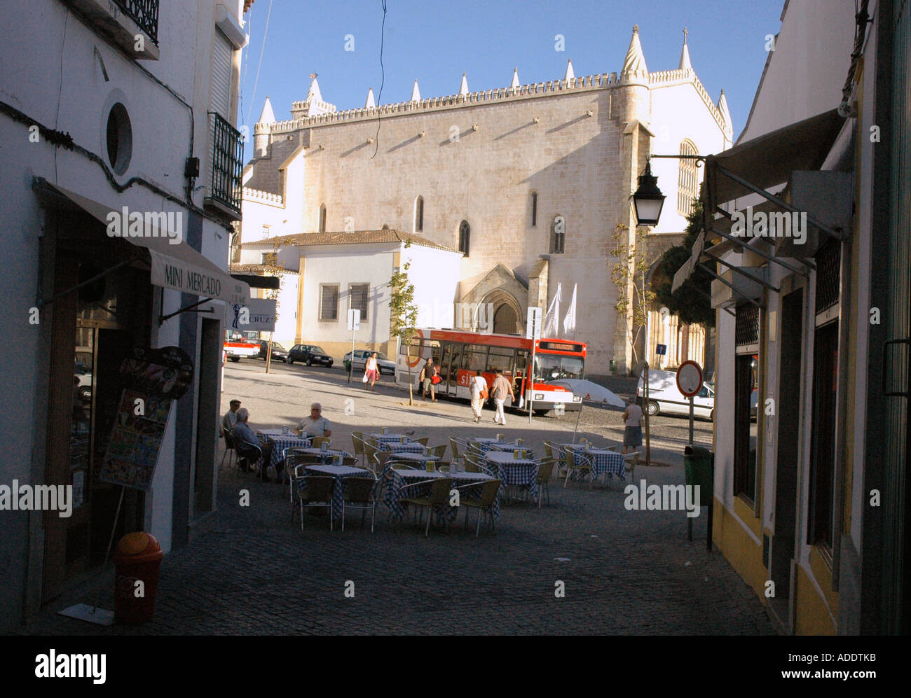 View of Evora city centre beautiful medieval era walled Unesco World ...