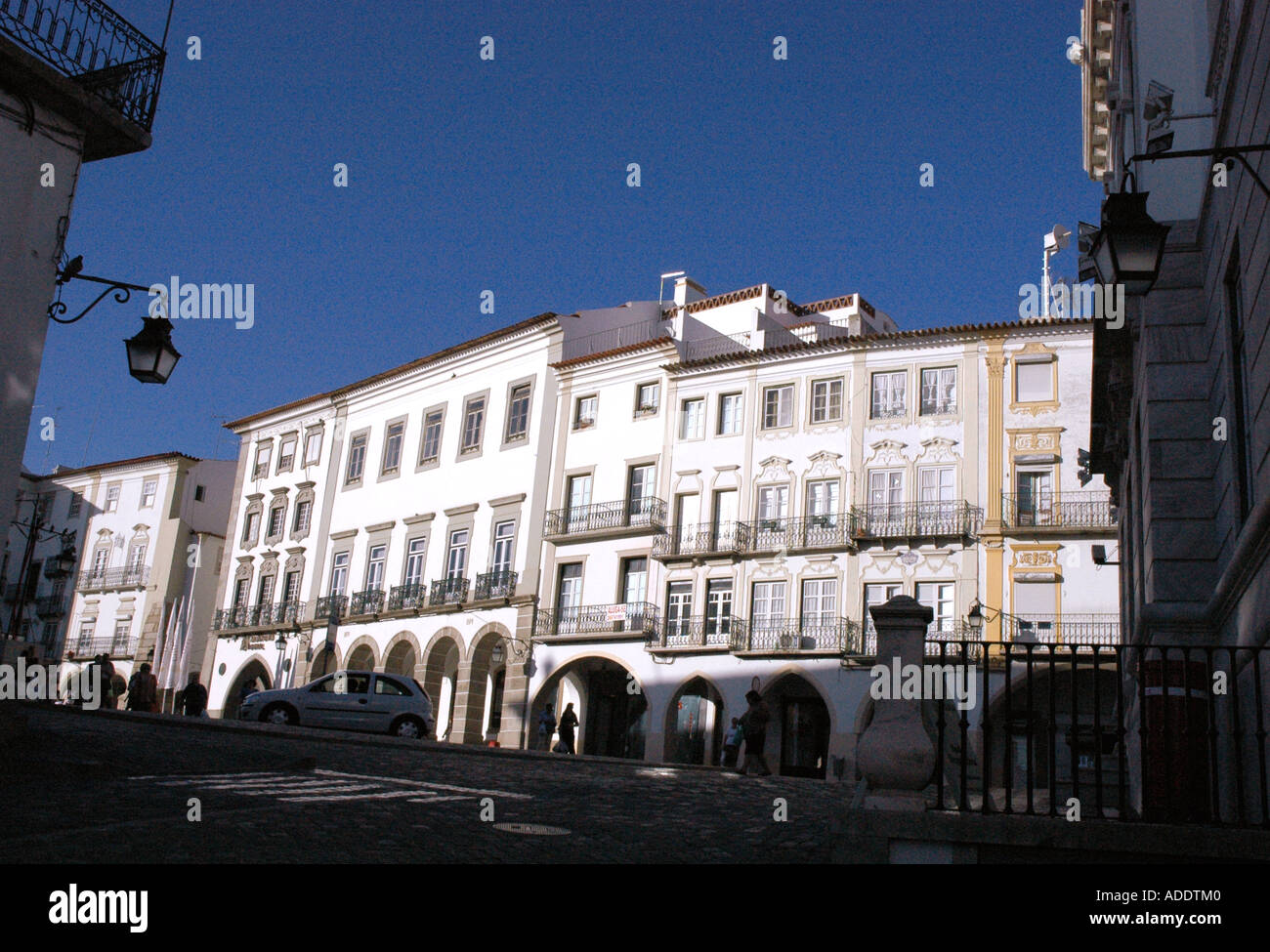 View of Evora city centre beautiful medieval era walled Unesco World ...