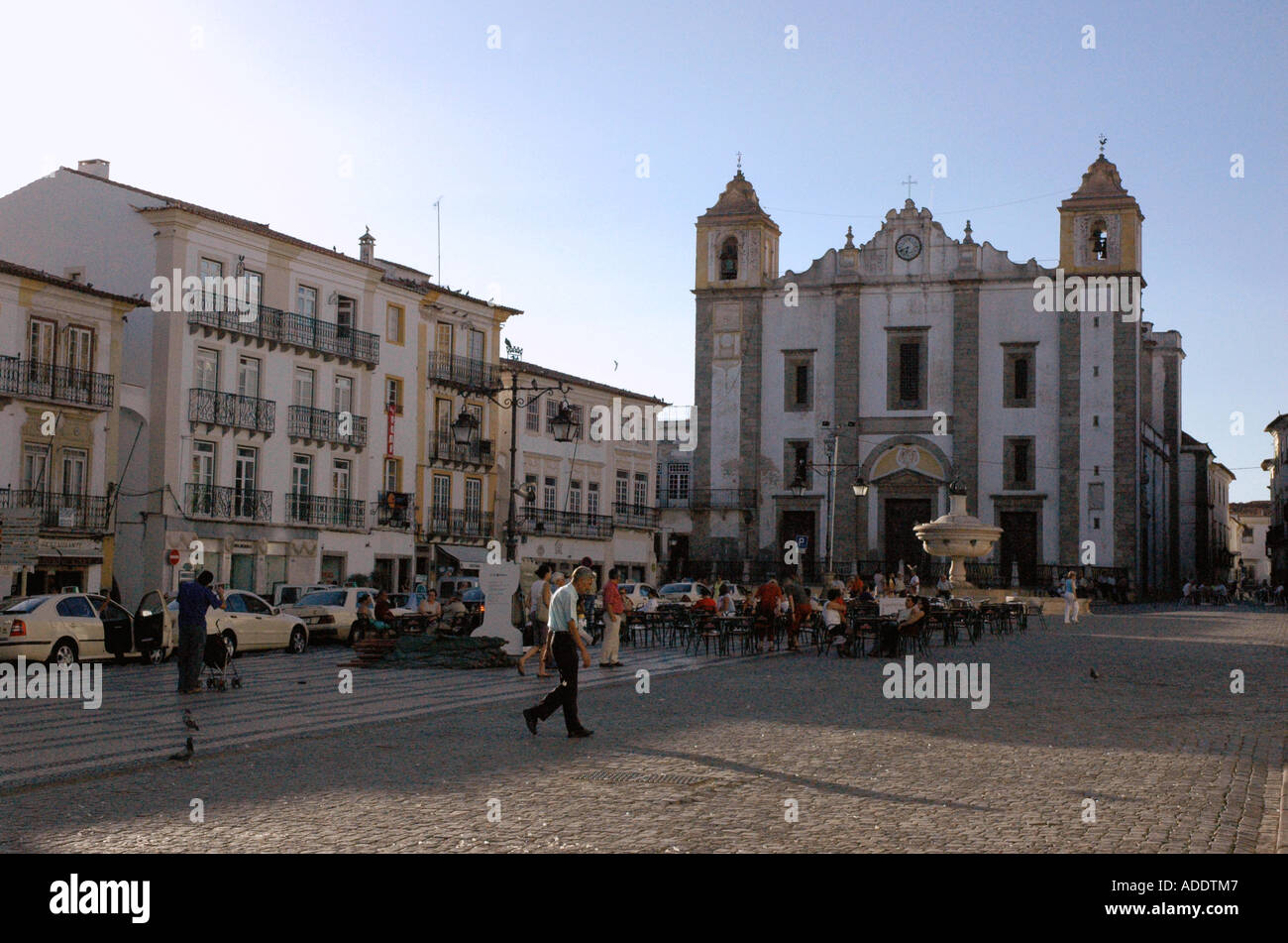 View of Evora city centre beautiful medieval era walled Unesco World ...