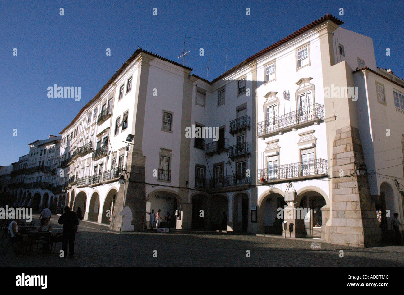View of Evora city centre beautiful medieval era walled Unesco World ...