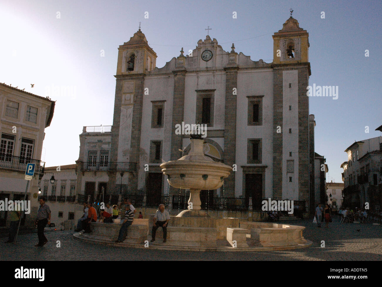 View of Evora city centre beautiful medieval era walled Unesco World ...
