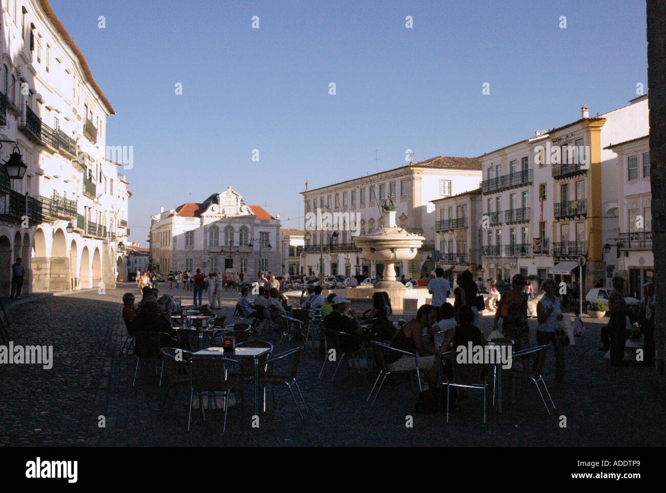 View of Evora city centre beautiful medieval era walled Unesco World ...