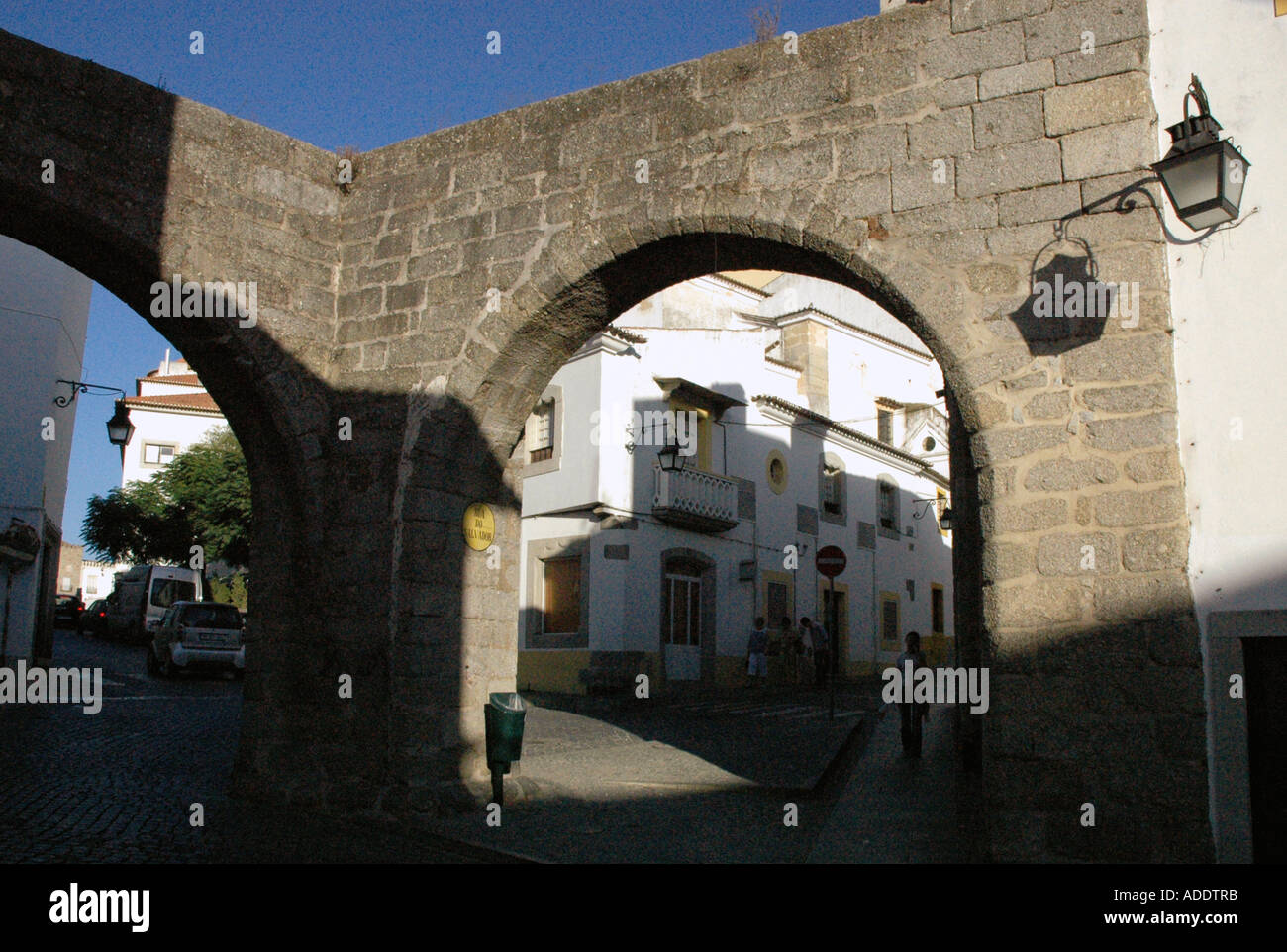 View of Evora city centre beautiful medieval era walled Unesco World ...