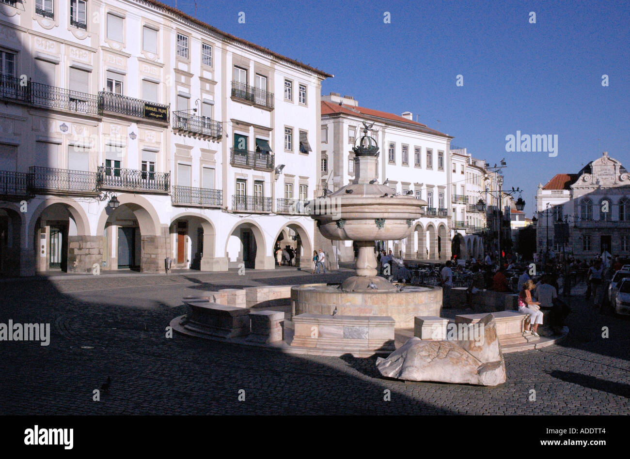 View of Evora city centre beautiful medieval era walled Unesco World ...