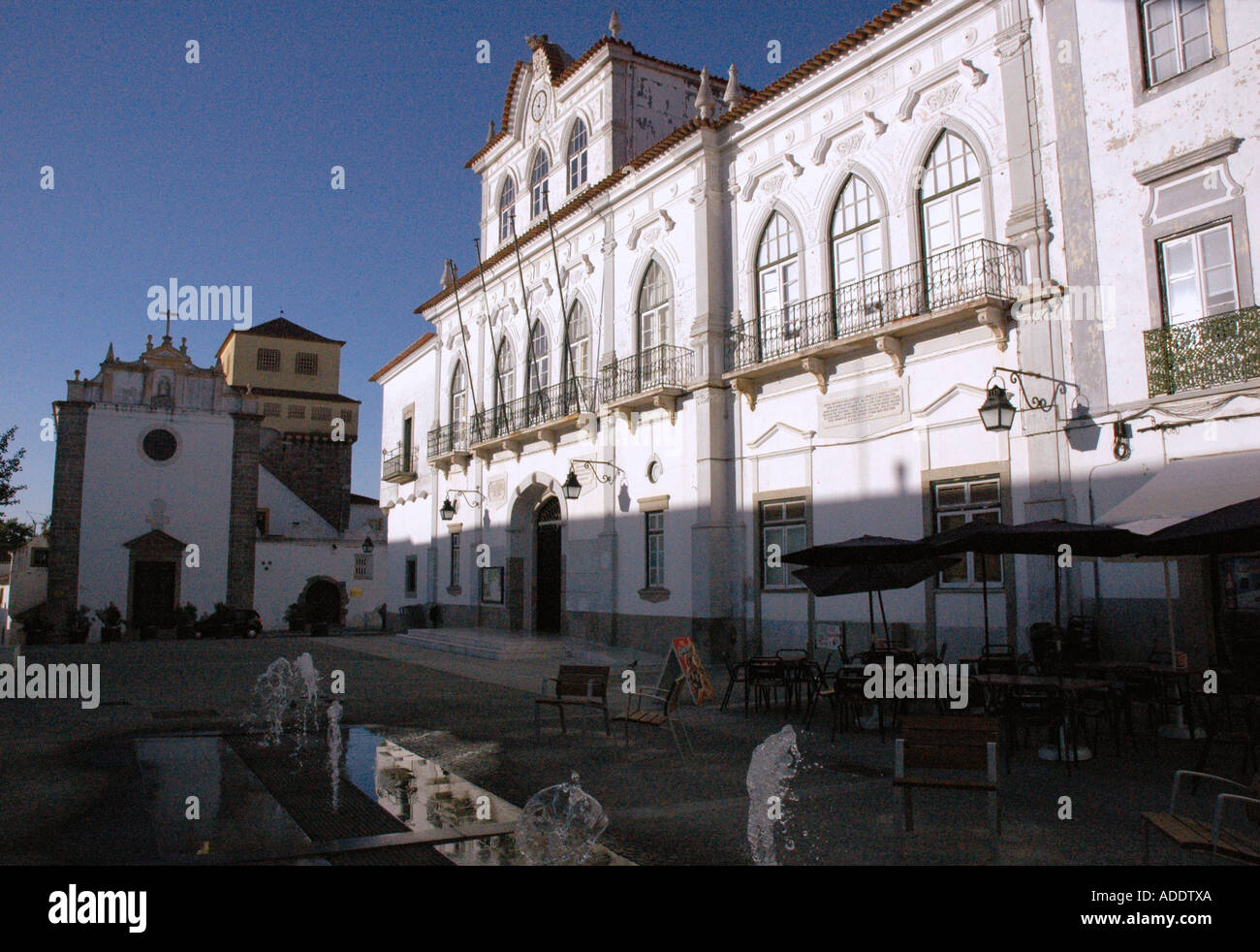 View of Evora city centre beautiful medieval era walled Unesco World ...