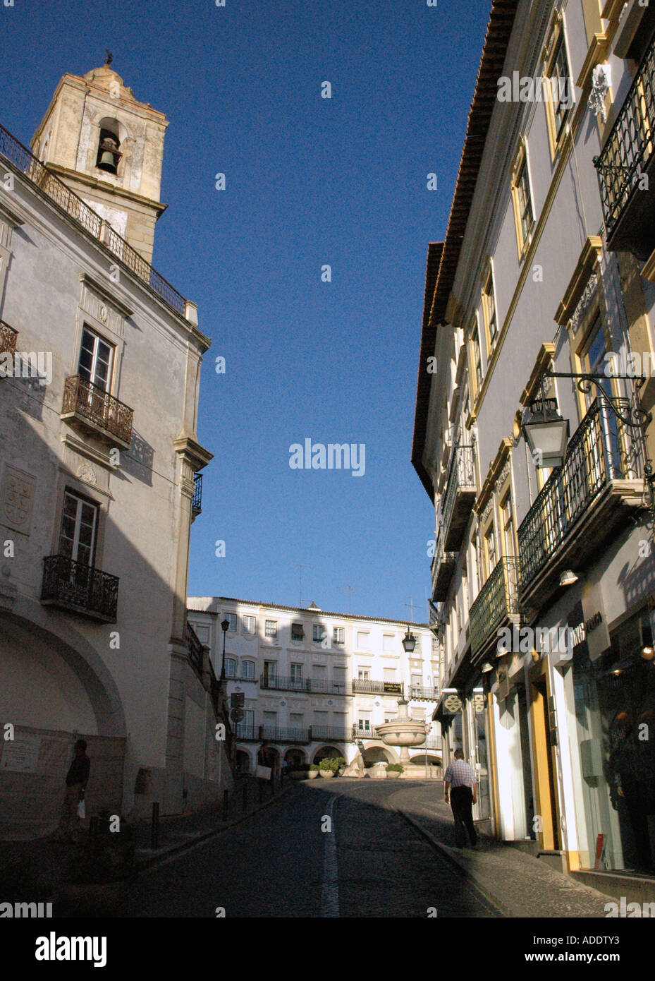 View of Evora city centre beautiful medieval era walled Unesco World ...