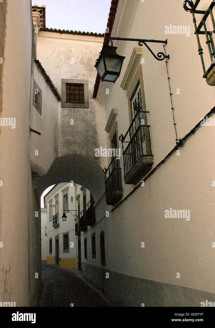 View of Evora city centre beautiful medieval era walled Unesco World ...
