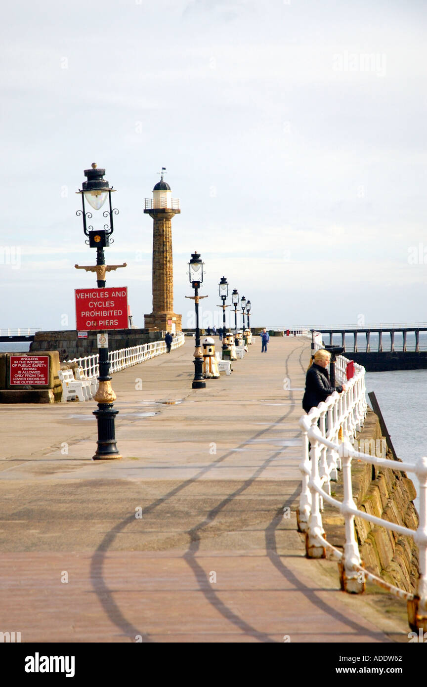 A view along Whitby West Pier Stock Photo - Alamy