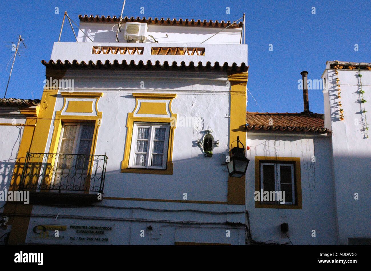 View of Evora city centre beautiful medieval era walled Unesco World ...