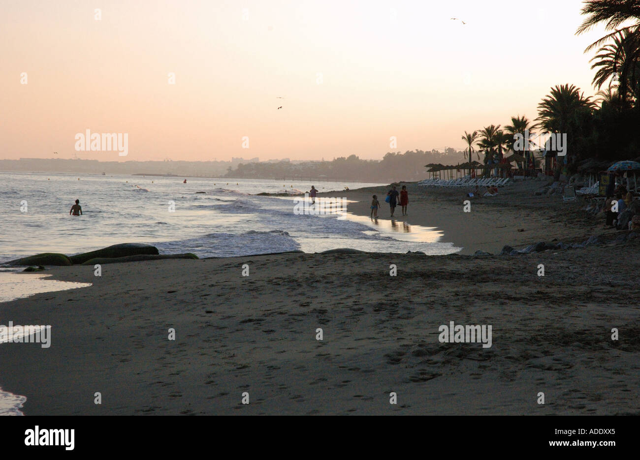 Panoramic view of seafront & beach of Marbella Costa del Sol Sun Coast ...