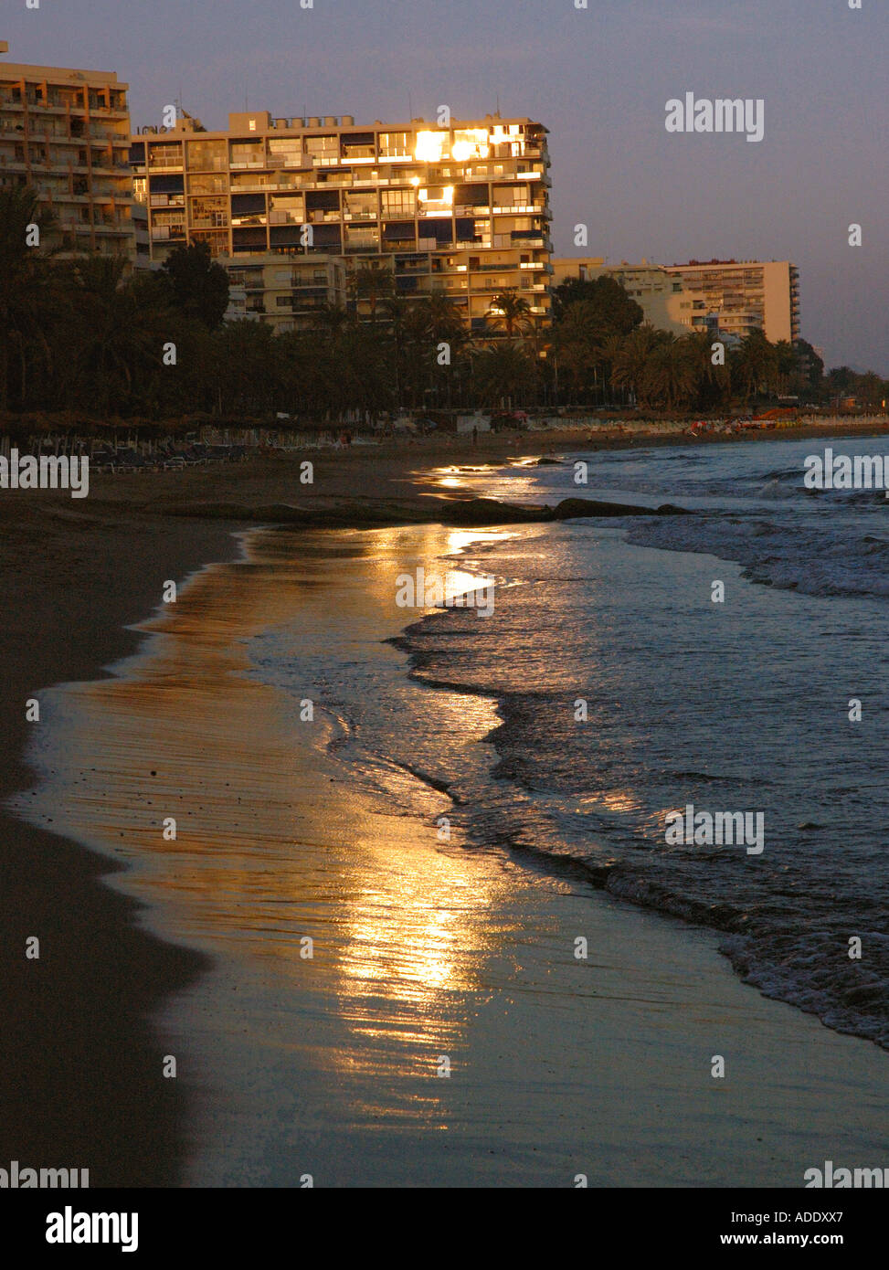Panoramic view of seafront & beach of Marbella Costa del Sol Sun Coast ...