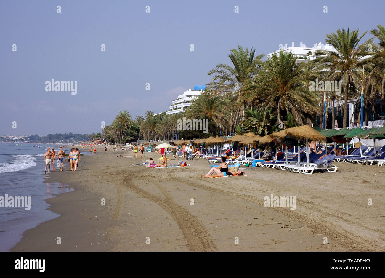 Panoramic view of seafront & beach of Marbella Costa del Sol Sun Coast ...