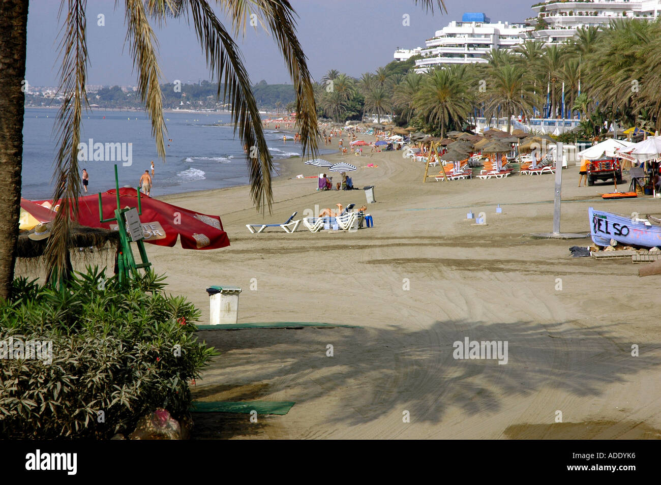 Panoramic view of seafront & beach of Marbella Costa del Sol Sun Coast ...