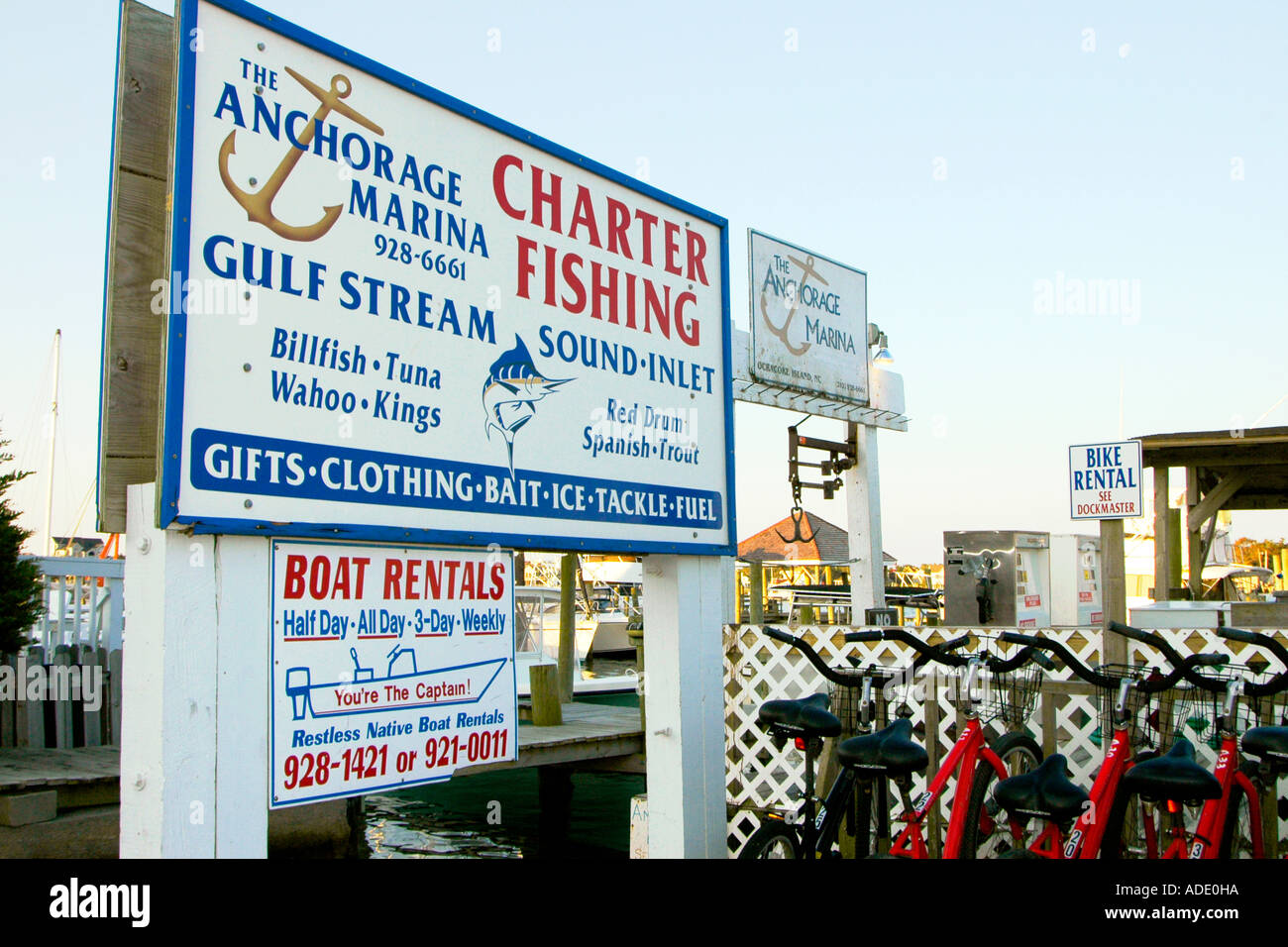 Charter Fishing sign, Ocracoke Island, North Carolina Stock Photo - Alamy