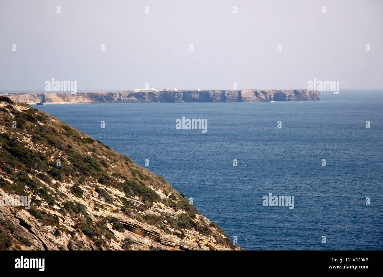 Panoramic view of the seafront and cliffs of Cape St Saint Vincent Cabo ...