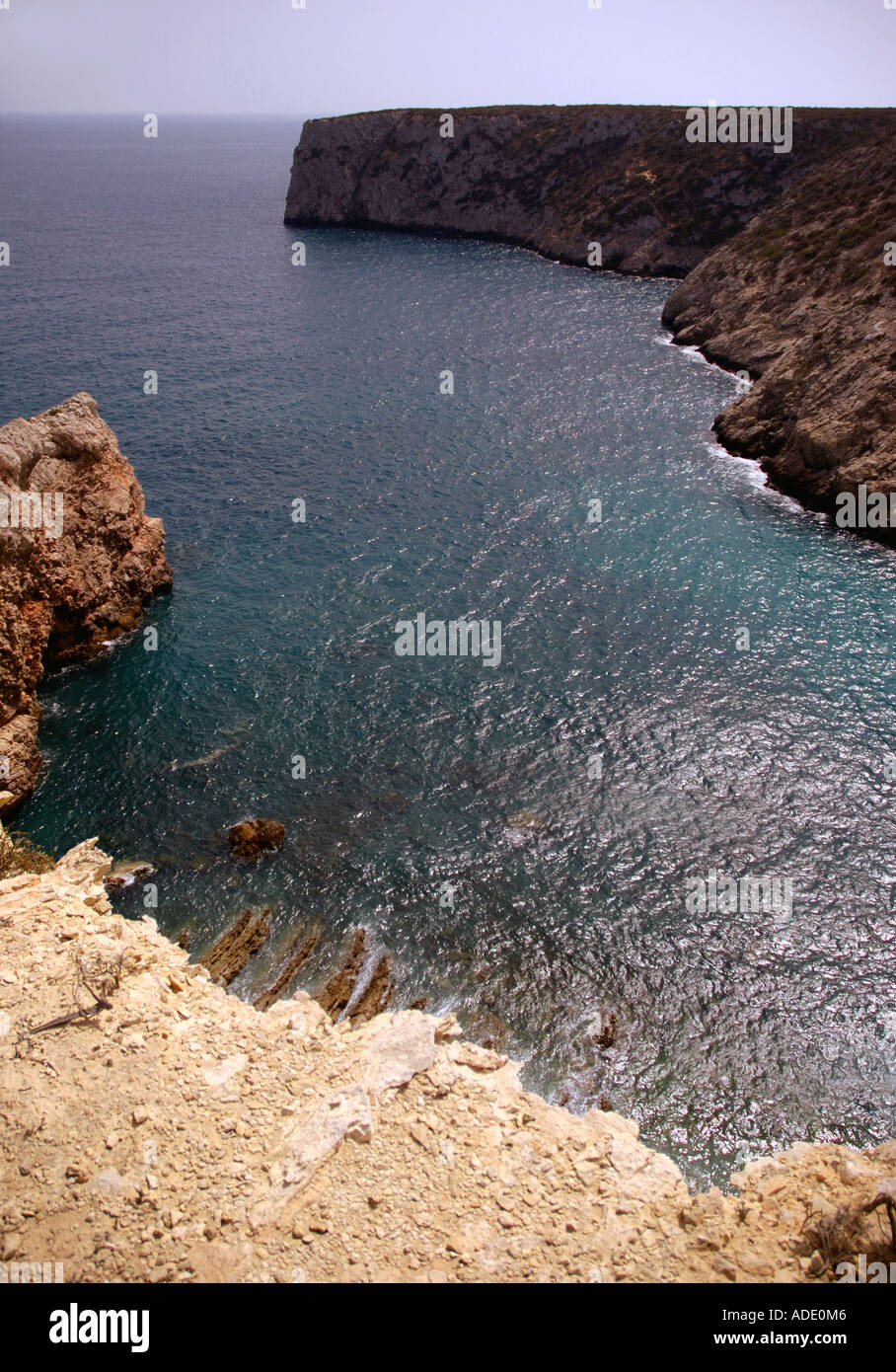 Panoramic view of the seafront and cliffs of Cape St Saint Vincent Cabo ...