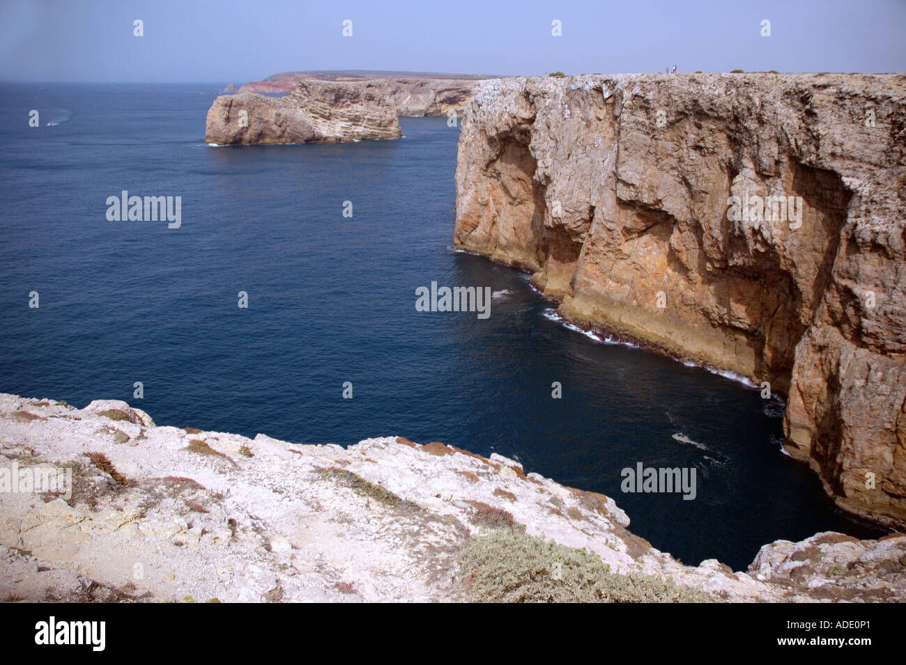 Panoramic view of the seafront and cliffs of Cape St Saint Vincent Cabo ...