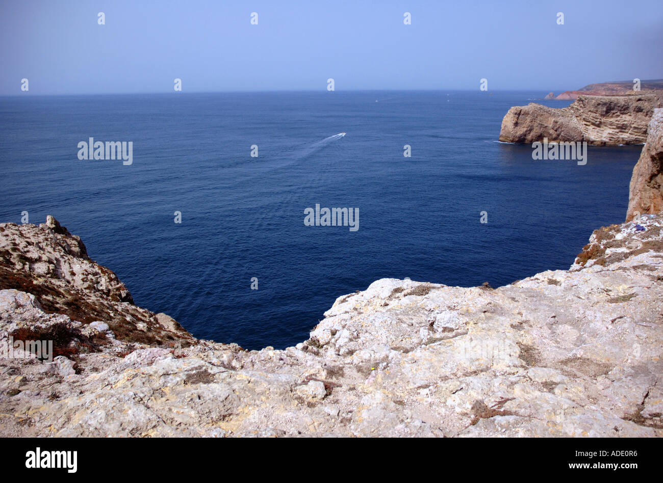 Panoramic view of the seafront and cliffs of Cape St Saint Vincent Cabo ...