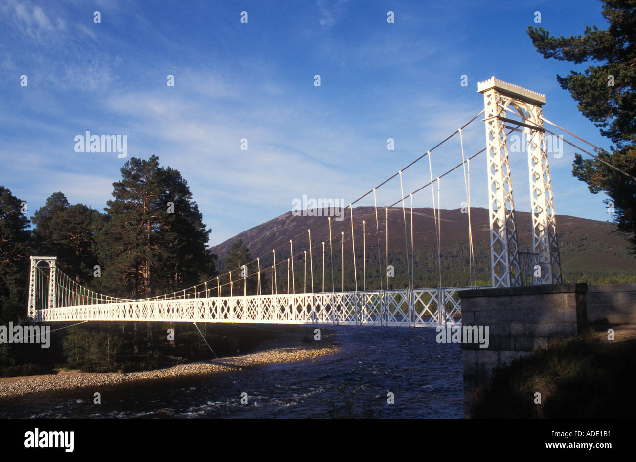 Scotland Grampian suspension bridge over River Dee Stock Photo - Alamy