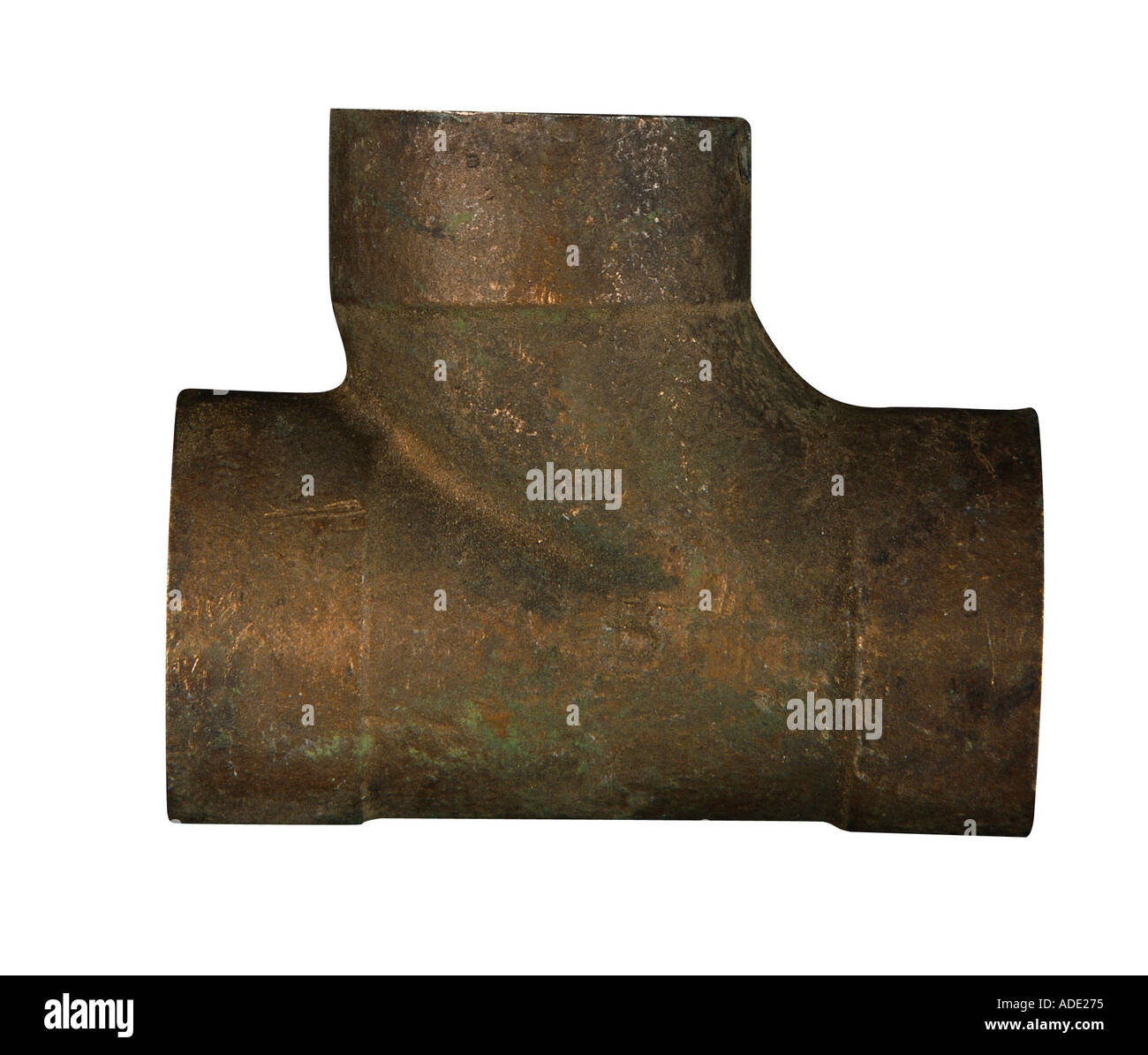 An old copper t shaped plumbing pipe fitting connector or joint Stock ...