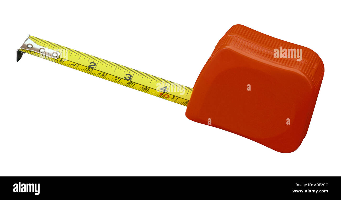 Silver and yellow retractable tape measure hi-res stock photography and ...