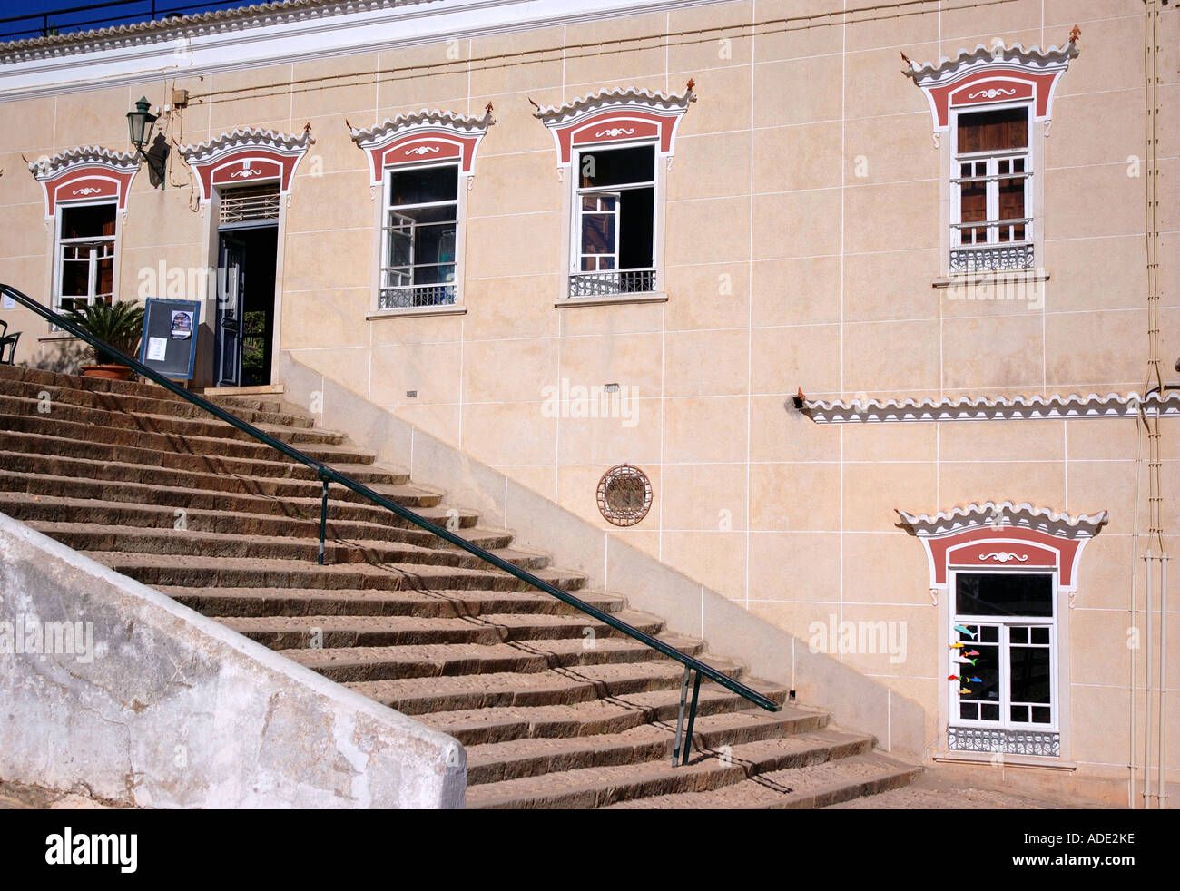 View of colourful wall & stairs Silves leding to the castle Albufeira ...
