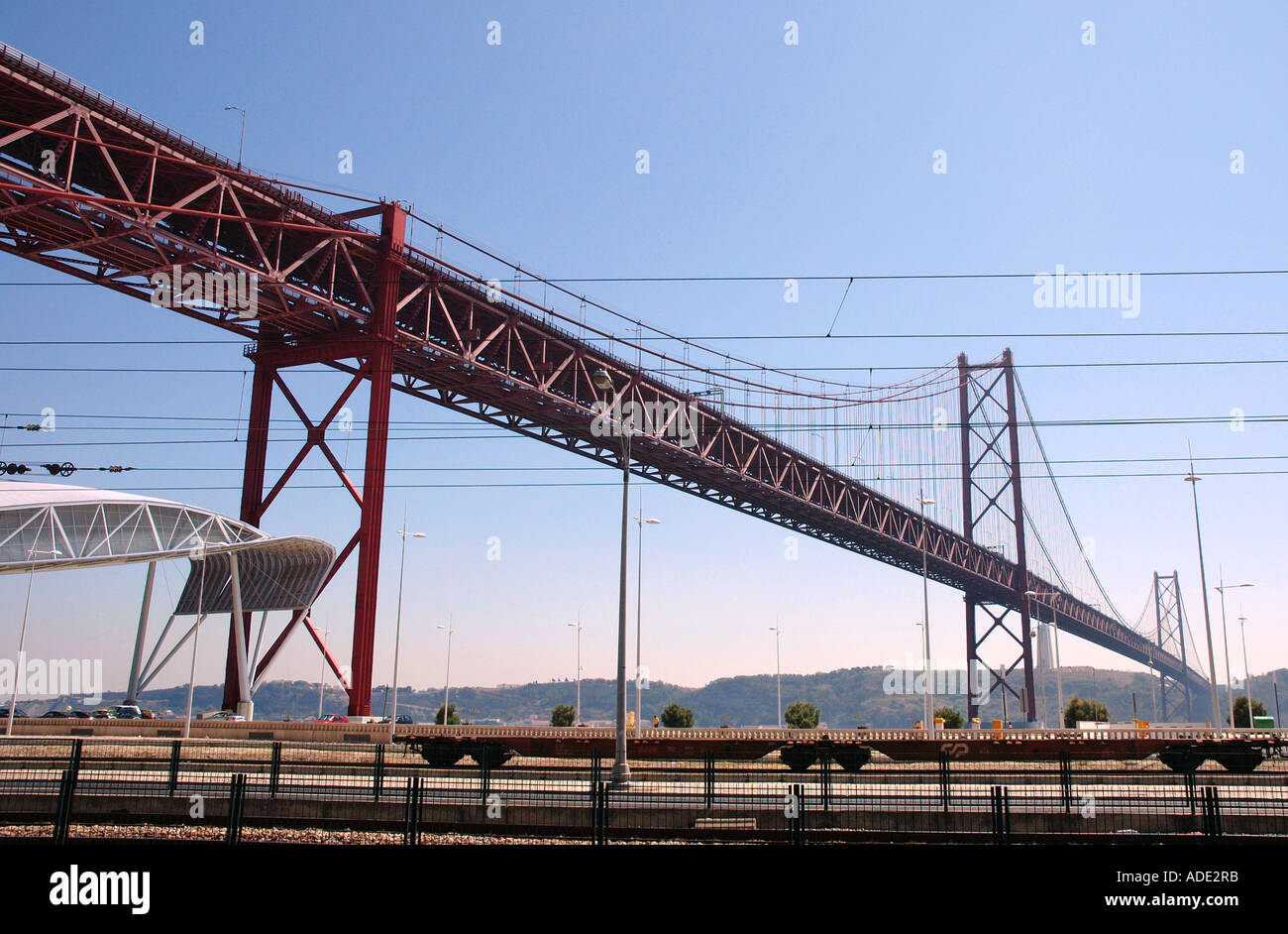 Vasco da Gama Bridge over the Tagus river from Belem quarter to south ...
