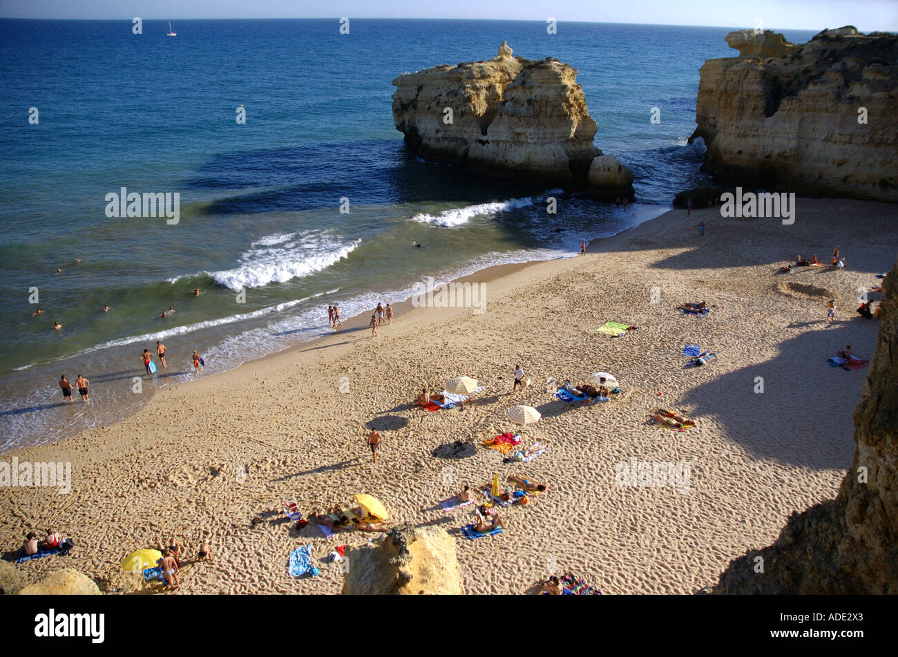 Panoramic view of the seafront and beach of Albufeira Algarve Iberia ...