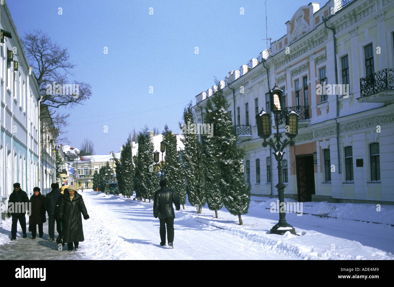Winter scene in central Feodosia Crimea Ukraine Stock Photo - Alamy