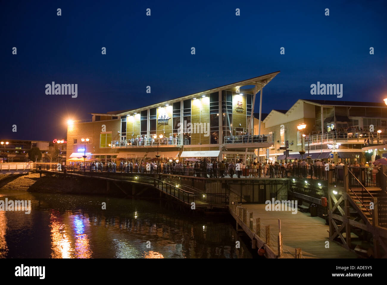 Mermaid Quay at Night Cardiff Bay Cardiff Wales Stock Photo - Alamy