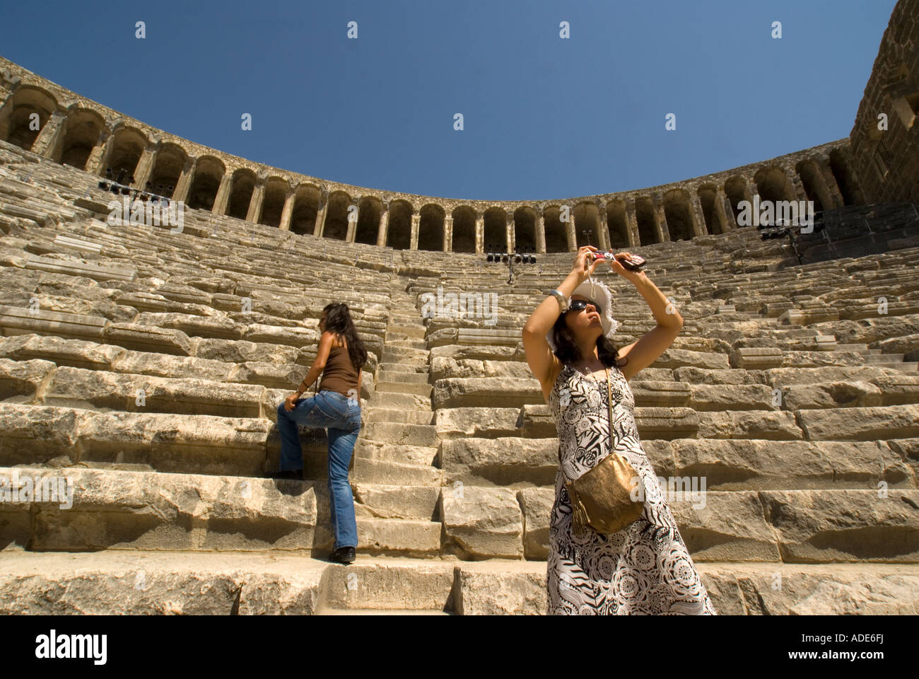 Tourists in Theater of Aspendos, Turkey Stock Photo - Alamy