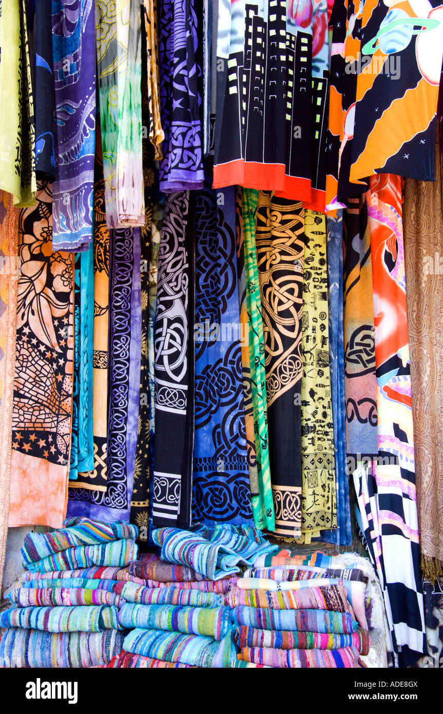 Shops selling textiles and cloth material in the Plaka of Athens Greece ...