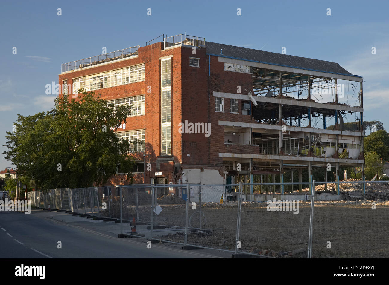 Old factory offices demolition site (partially demolished structure ...