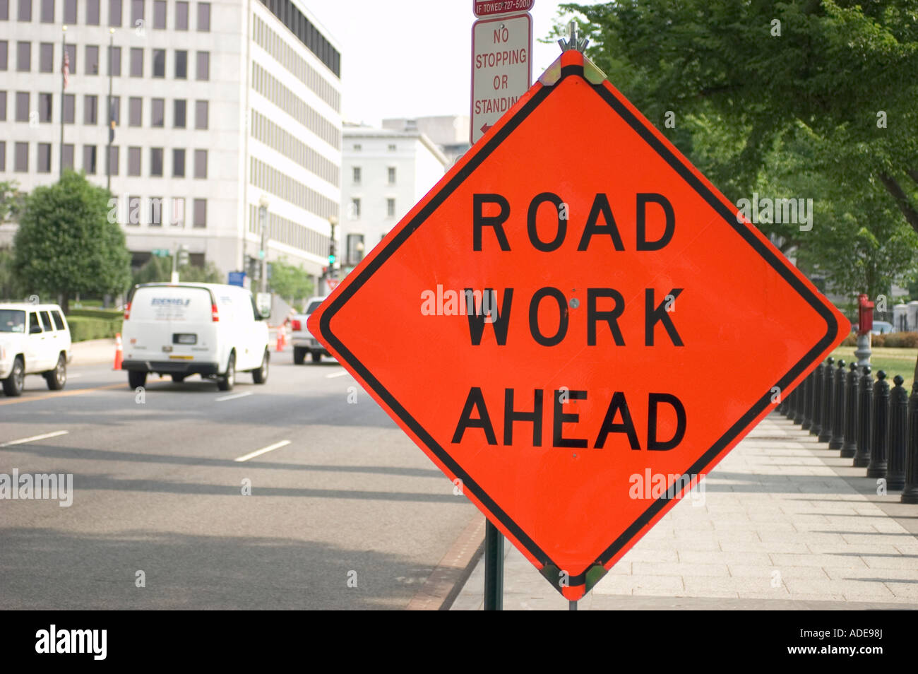 Sign: Road work ahead Stock Photo - Alamy