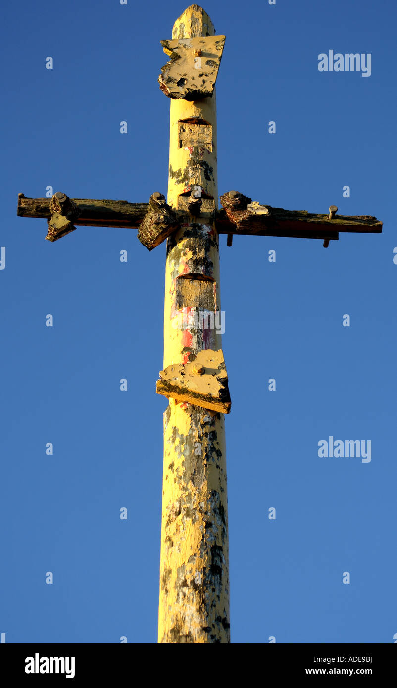Broken Warning Sign Stock Photo - Alamy