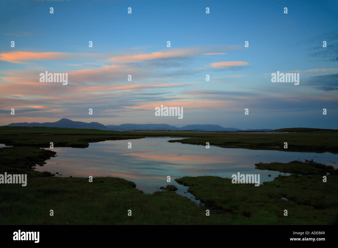 Sunrise across Clew Bay towards Croagh Patrick from Mulranny, County ...