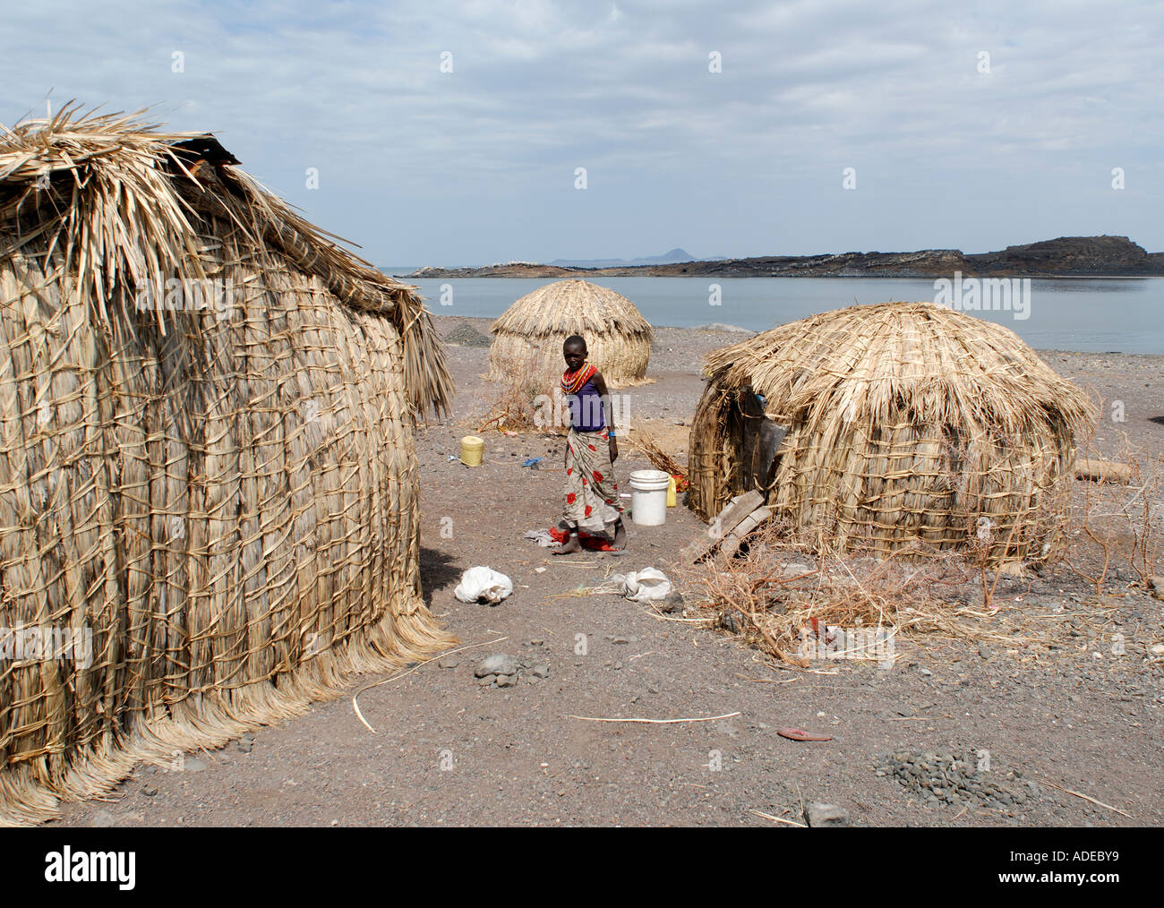 El Molo fishing village on the shore of Lake Turkana Northern Kenya ...