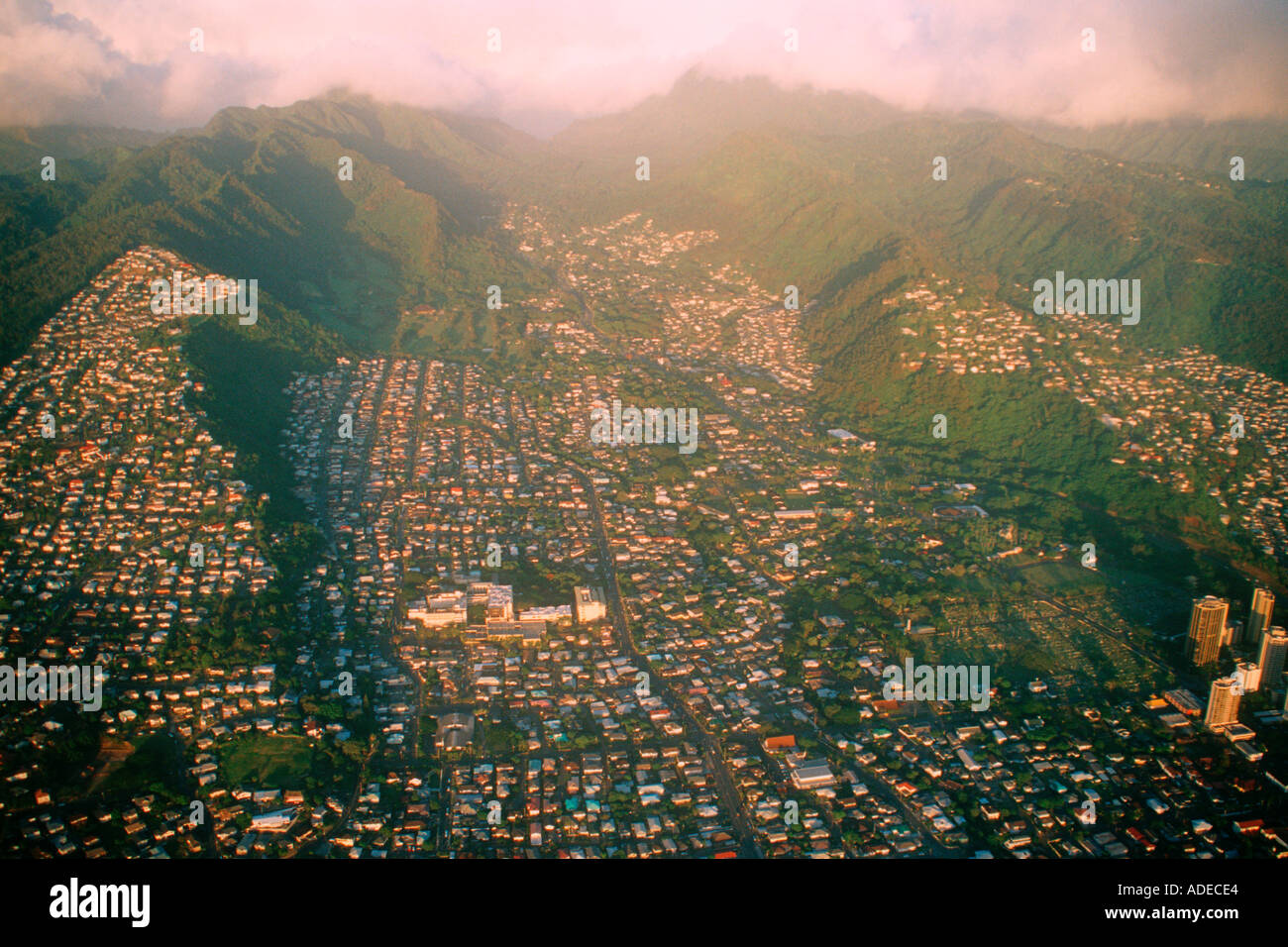 Palolo valley aerial Oahu Hawaii N Pacific Stock Photo - Alamy