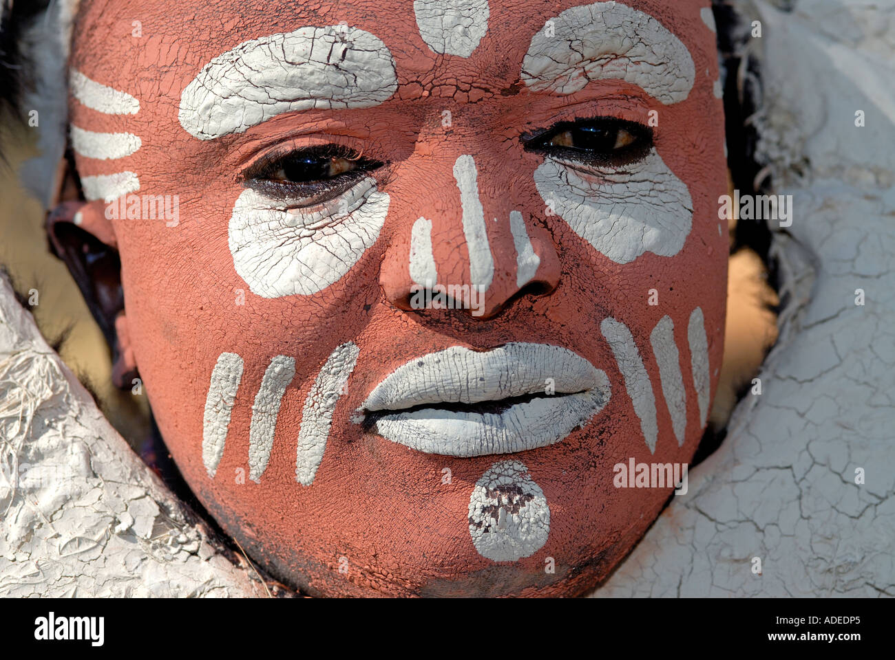 Close up portrait of traditional Kikuyu dancer with his face painted ...