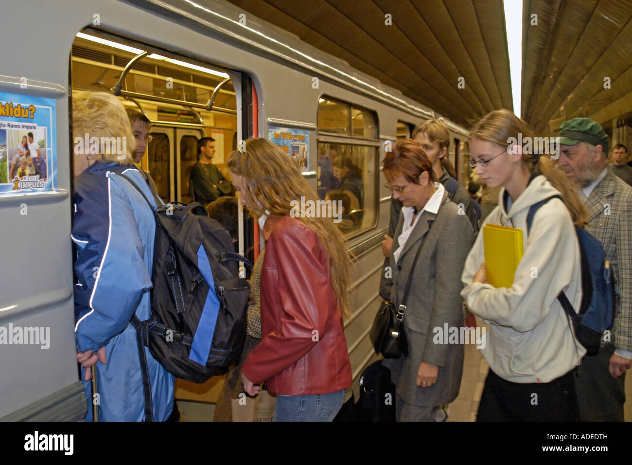 Prague underground metro station passenger platform hi-res stock ...