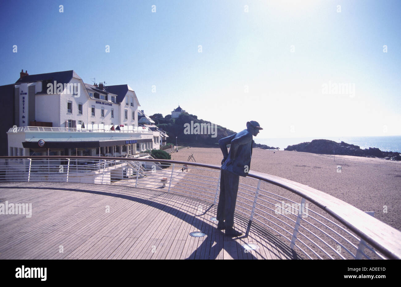 Jacques Tati statue on the beach in Saint Marc sur mer Brittany France ...