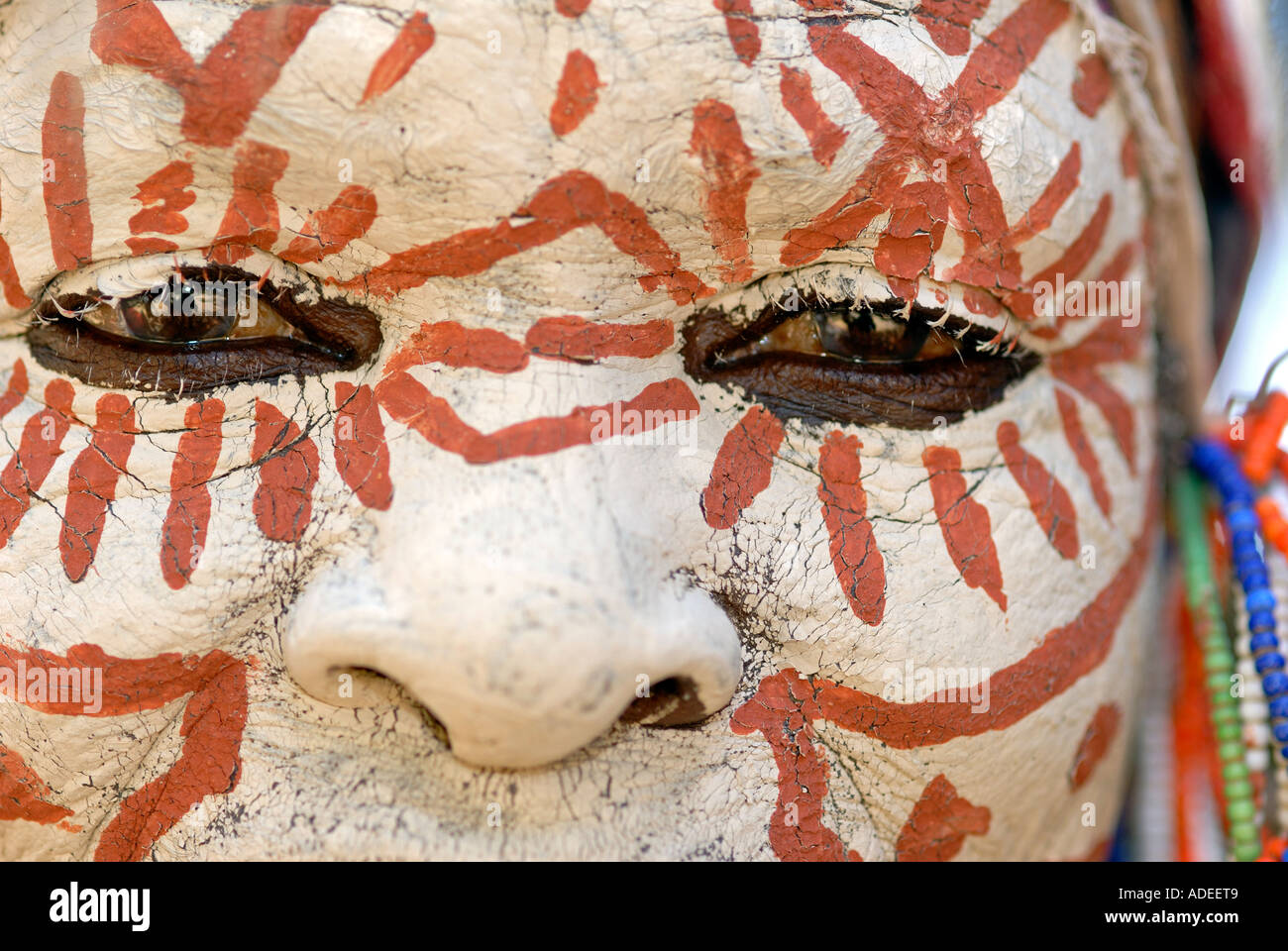 Close up portrait of Kikuyu tribeswoman with painted face Kenya Stock ...