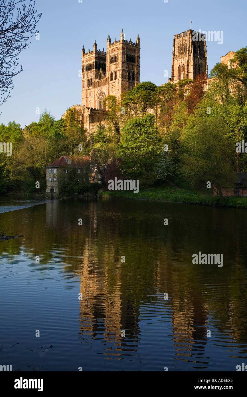 Durham Cathedral at Sunset in Spring from the Banks of the River Wear ...