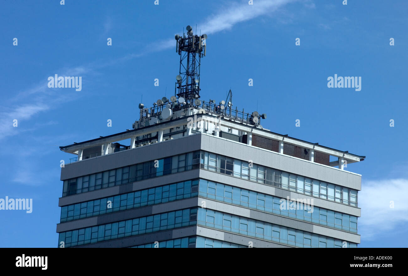 mobile masts on building Stock Photo - Alamy