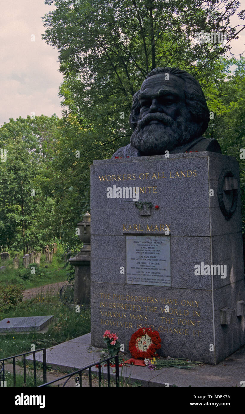 the grave of Karl Marx in the Highgate cemetery London England UK Stock ...