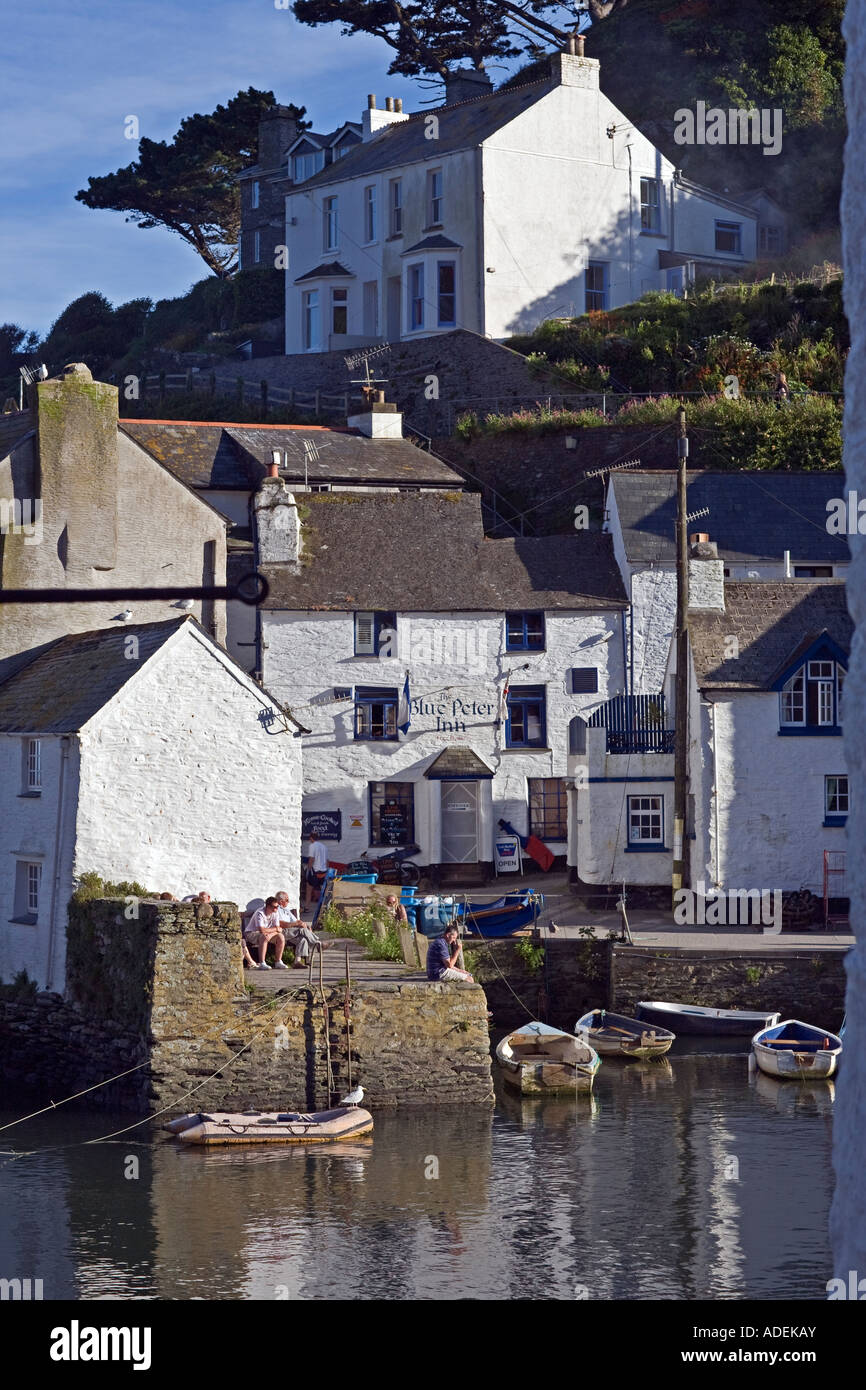 Blue Peter Inn, Polperro Cornwall, on a summers evening Stock Photo - Alamy