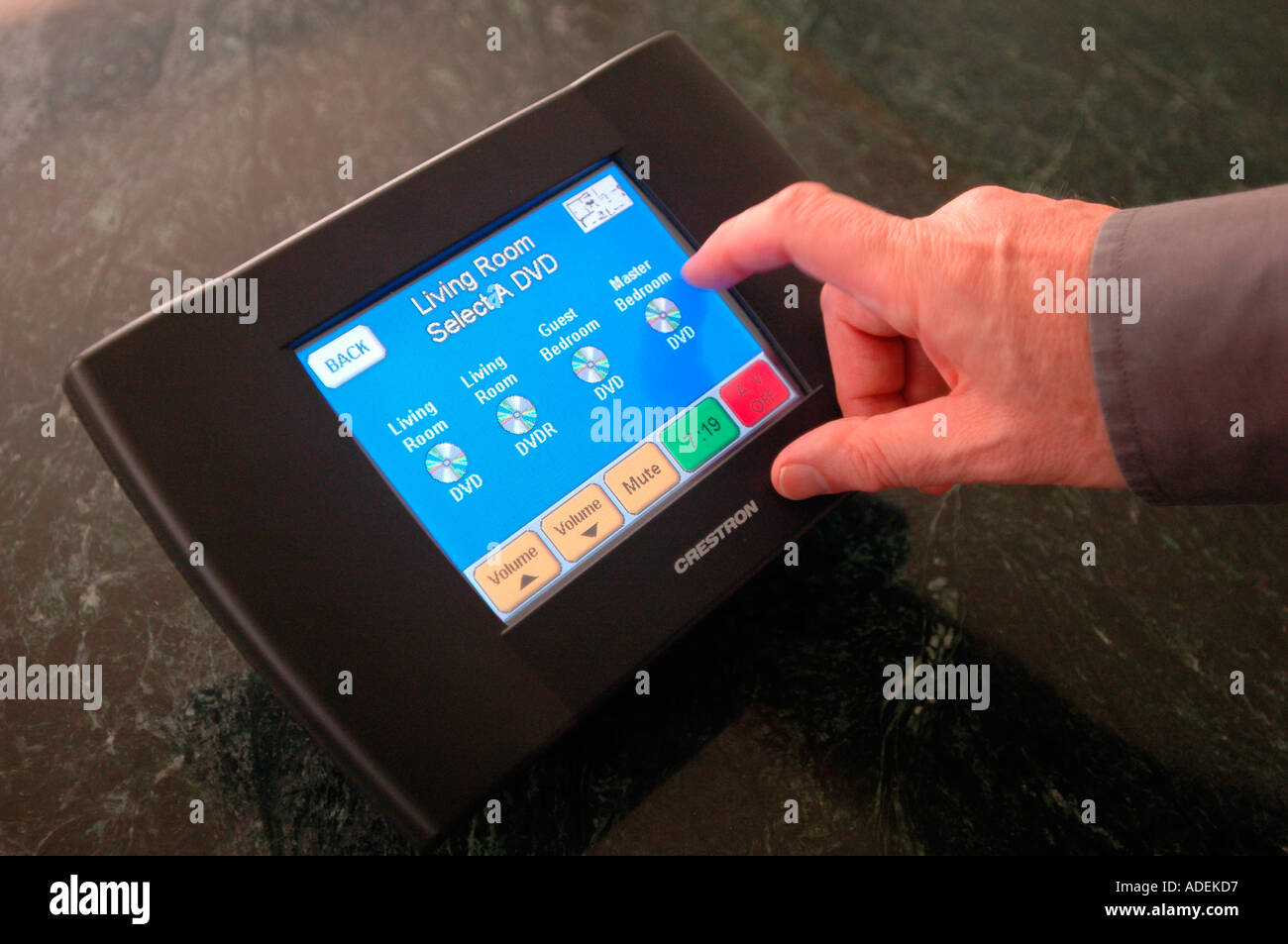 Touchscreen controller for custom home entertainment system Stock Photo ...