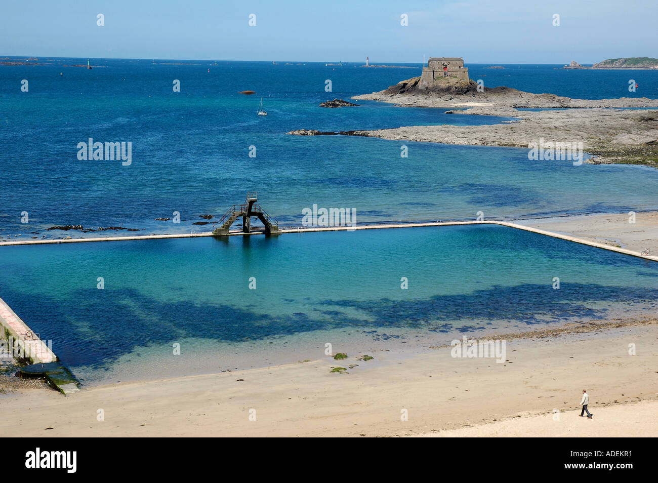Saint-Malo, Fort National and natural pool, Ille et Vilaine, Brittany ...