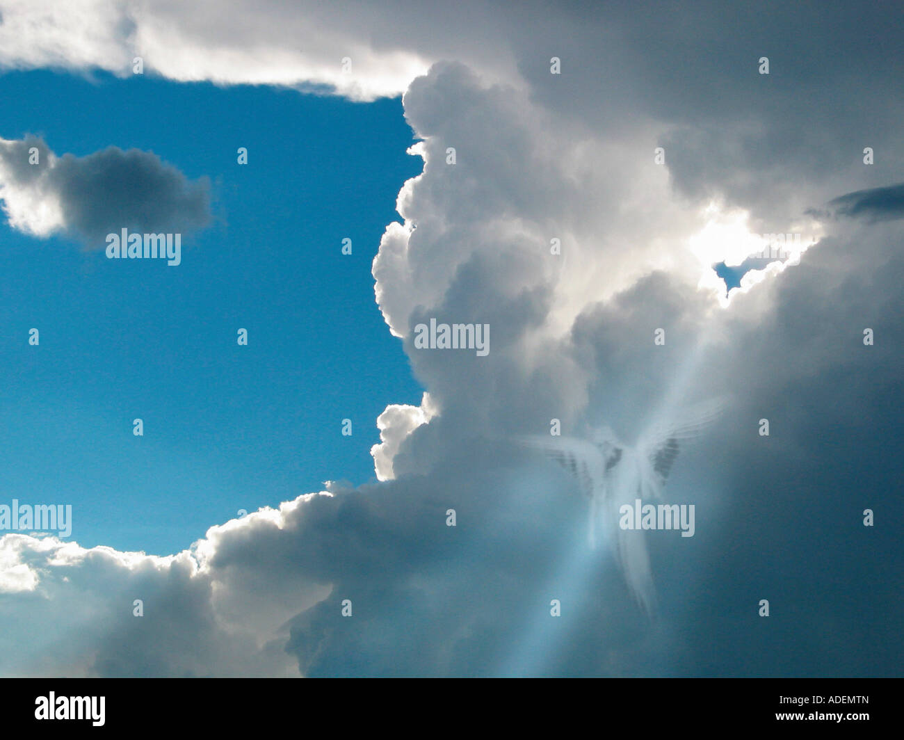Angel in beam of light Stock Photo - Alamy